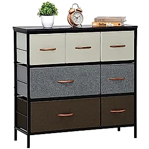 YITAHOME 7 Drawer Dresser for Bedroom Storease Series, Fabric Dresser Storage Drawer Unit for Bedroom/Living Room/Closets, Sturdy Steel Frame, Wood Top, Multi-Espresso