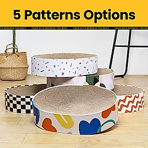 Conlun Cat Scratcher Cardboard,2 in 1 Oval Cat Scratch Pad Bowl Nest for Indoor Cats Grinding Claw,Round Cat Scratching Board Corrugated Lounge Cat Beds&Furniture Protector for Couch & Carpets & Sofas