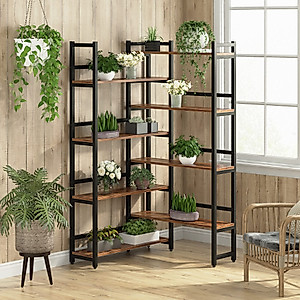 LITTLE TREE Corner Bookshelf 70.8” Tall Industrial Bookcase for Living Room Home Office