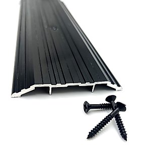KC Hardware Aluminum Door Threshold- Door Saddle- Metal Transition Strip for Flooring- Door Sill Extension- Door Thresholds for Exterior Doors- 4" Wide 1/2" High- 48" Black Anodized