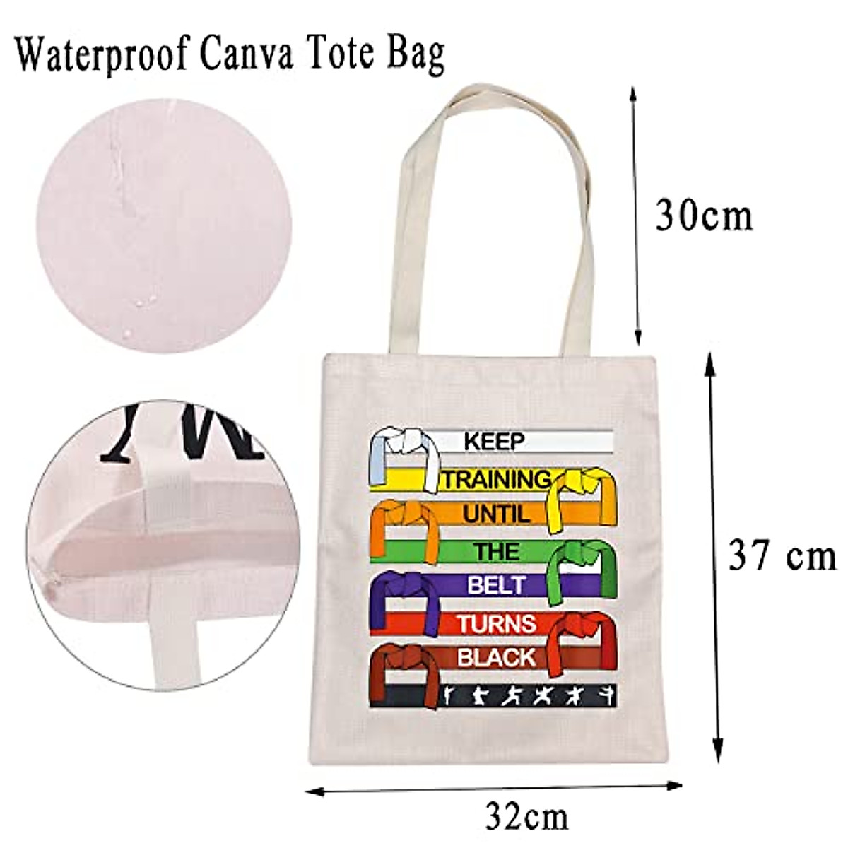 MBMSO Karate Tote Bag Keep Training until the Belt Turns Black Tote Bag Karate Girl Gifts Taekwondo Gifts Martial Arts Gifts (Karate TB)