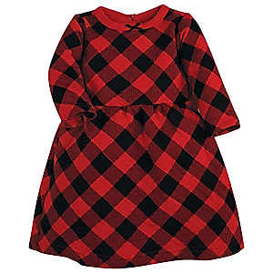 Hudson Baby Baby Girls' Quilted Cotton Dress and Leggings, Buffalo Plaid, 2T