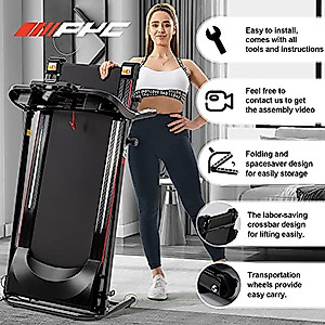 FYC Folding Treadmills for Home with Bluetooth and Incline, 2.5HP Portable Running Machine Electric Compact Treadmills Foldable for Exercise Home Gym Fitness Walking Jogging (JK1609)
