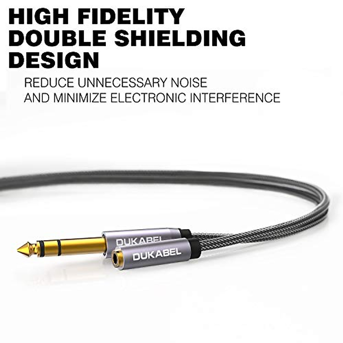 DUKABEL TopSeries Long 6.35mm (1/4 inch) to 3.5mm (1/8 inch) Headphone Jack Adapter -8ft (2.4m) 1/8 Female to 1/4 Male Extension Cable 3.5 to 6.35 for Mixer Guitar Piano Amplifier Speaker and More