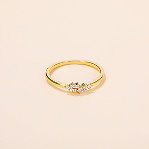 Mameloly 1.5mm 925 Sterling Silver 14K Gold Plated CZ Wedding Bands for Women Dainty Stackable Cubic Zirconia Engagement Rings for Her Size 4