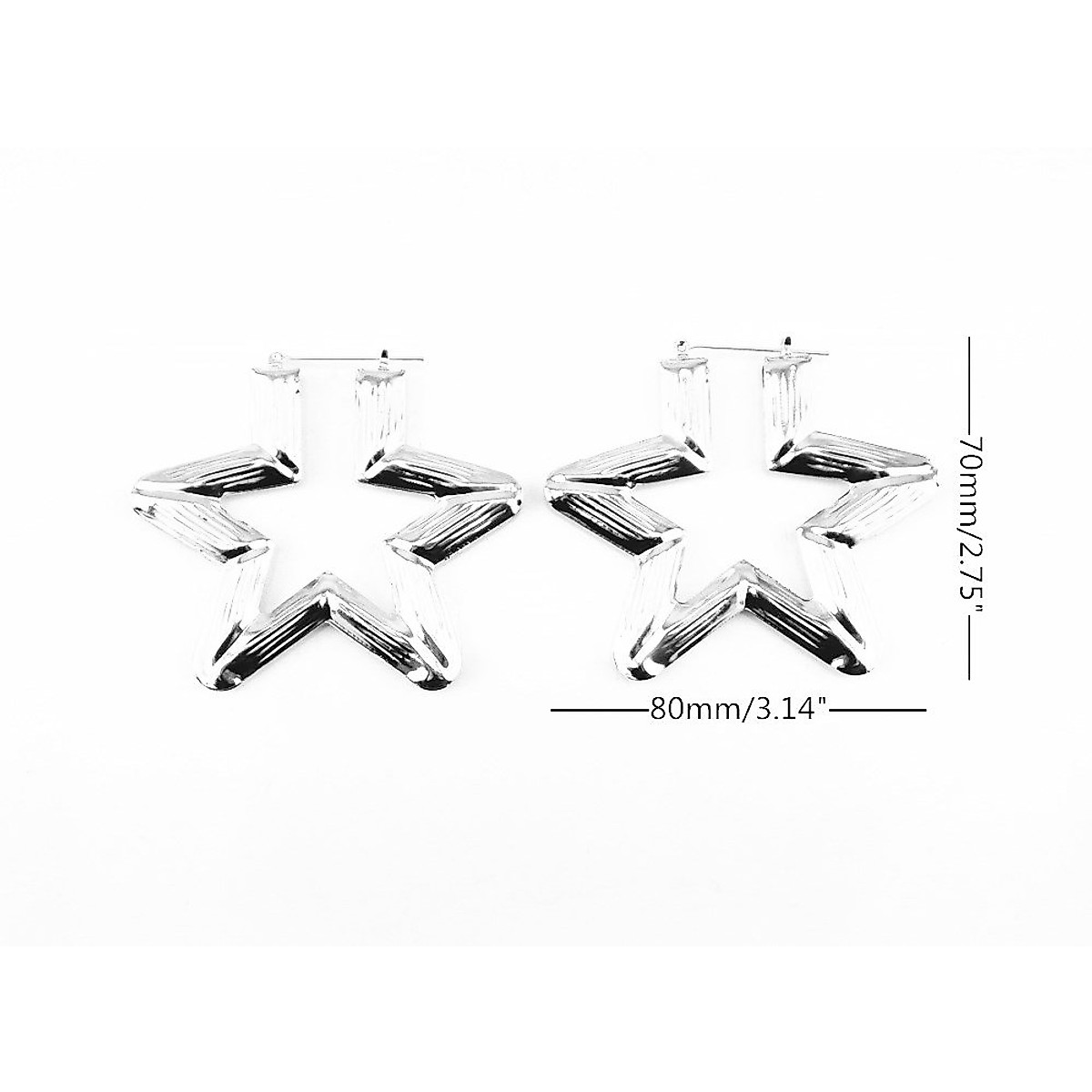 Honbay 5 Pairs Different Shape Bamboo Hoop Earrings (Silver)