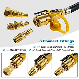 ETERMETA 1LB Low Pressure Propane Tank Gas Regulator Valve with 1/4 Quick Connection Turn-Off Valve and 3 Connect Fittings, for Camper, Grill, Heater, Fireplace, Fire Pit
