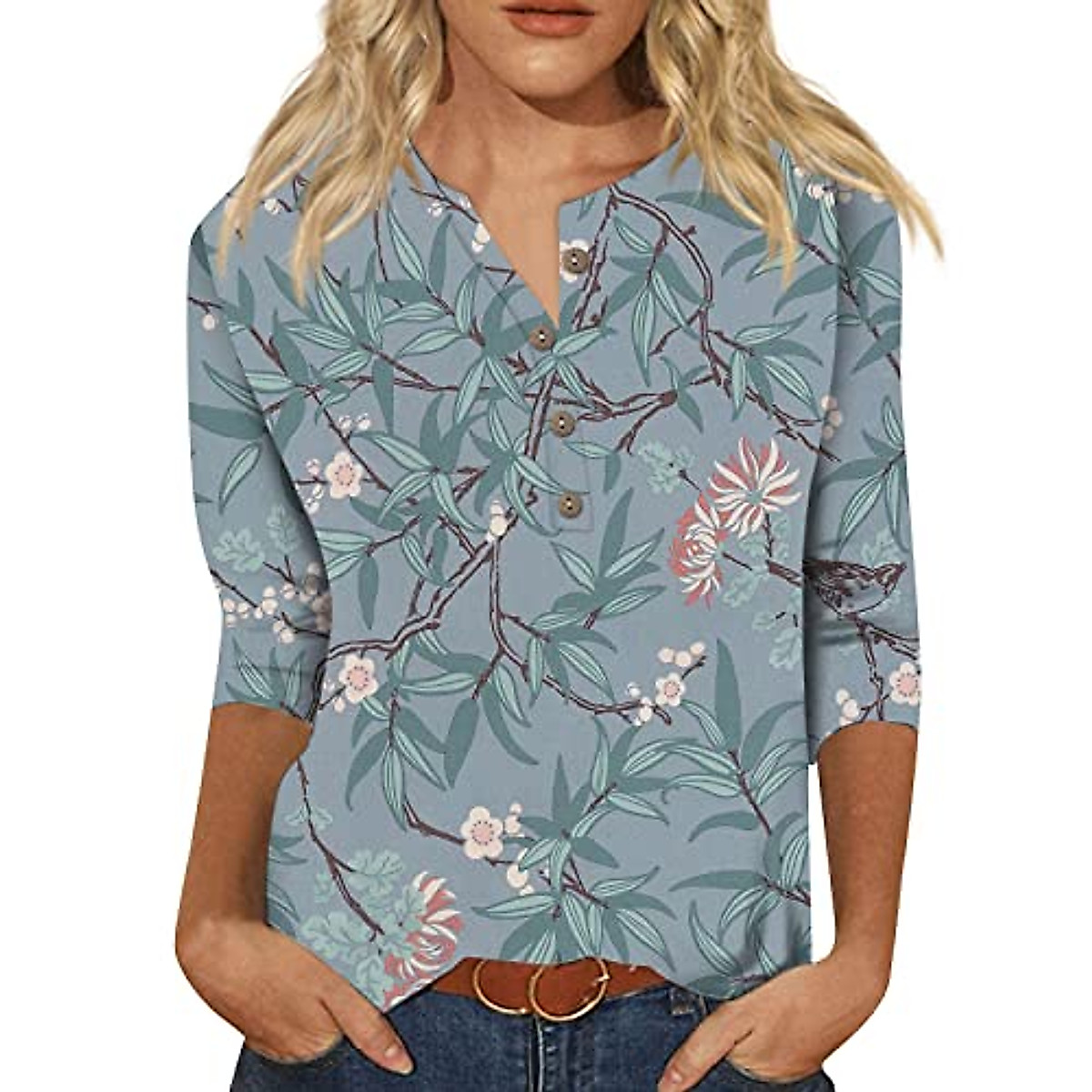 Womens Tops 3/4 Length Sleeves Dressy Casual Womens Tops 3/4 Length Sleeves Tunic Shirts for Women Things Fall by Chinua Achebe Gold Tank Top Women Halloween Town Tops for Women Green Tops