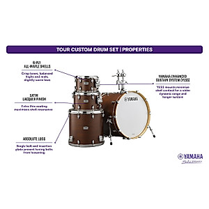 Yamaha Tour Custom Maple 4pc Fusion Shell Pack, Chocolate Satin