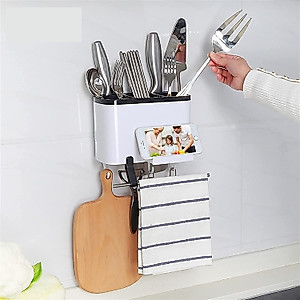 ceramic Utensil Caddy Non Perforated Wall Mounted Drainage Shelf Pen Holder chopstick holder