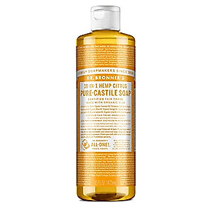 Dr. Bronner's - Pure-Castile Liquid Soap (Citrus, 16 ounce) - Made with Organic Oils, 18-in-1 Uses: Face, Body, Hair, Laundry, Pets and Dishes, Concentrated, Vegan, Non-GMO
