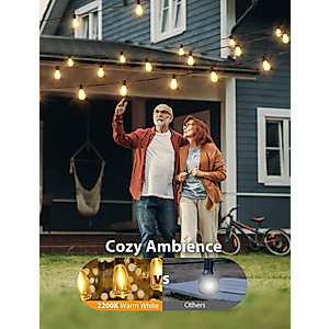 Sweepulire LED Outdoor String Lights, 125FT Patio Lights with 60+4 Shatterproof Bulbs, 2200K Warm White LED Lights Waterproof, Decorative Outdoor Lights for Porch, Deck, Garden, Backyard, Balcony