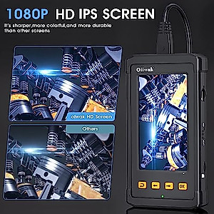 50FT Endoscope Inspection Camera, Oiiwak Borescope Camera for Pipe Sewer Drain Plumbing Inspection 1080P HD 4.3“ IPS Screen Waterproof IP67 Bore Scope Snake Camera with 6 LED Lights(15m Cable)