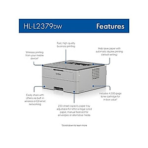 Brother HL-L2379DW Wireless Black & White Laser Printer (012502668886) (HLL2379DW)
