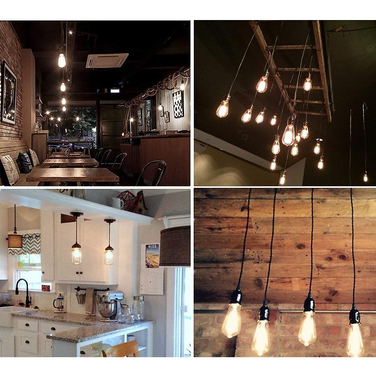 HESSION 6-Pack Vintage Edison Bulbs, ST64 40W E26 Base Amber Glass Warm White Filament Antique Decorative Dimmable Light Bulbs Used for Classical Pendant or Chandelier Lights