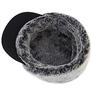 Connectyle Outdoor Mens Warm Hunting Hat with Earflaps Winter Skull Cap Faux Fur Baseball Cap Black