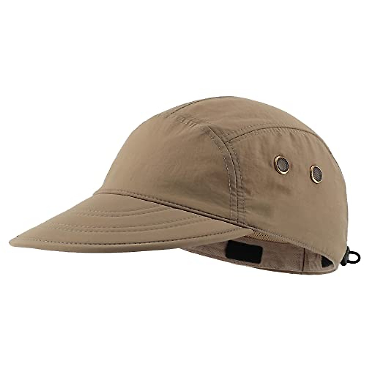 Connectyle Mens UV Sun Protection Cap Safari Hike Cap with Neck Flap Fishing Hat (Dark Khaki)