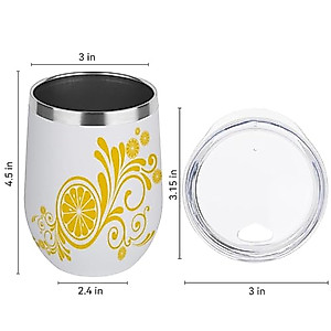 silichee 20 Oz Stainless Steel Insulated Tumblers with Lid Single Lemon Isolated on Insulated Tumblers Vacuum Coffee Mugs for Hot and Cold Drinks,Coffee,Wine