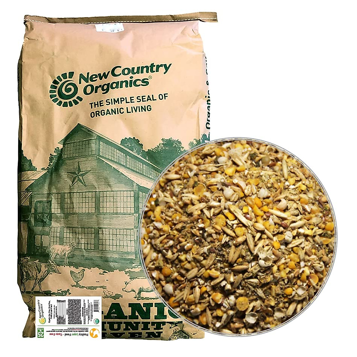 New Country Organics Soy-Free, Corn-Free, Layer Feed for Laying Hens, 25 lbs