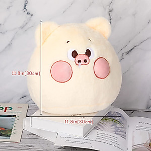 FITNISSFTW Plush Toy, Stuffed Animal Throw Plushie Pillow Doll, Soft Black and White Fluffy Friend Hugging Cushion - Cute Present for Every Age & Occasion (Round Pig)