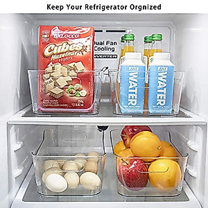 Set of 6 Refrigerator Organizer Bins, Pantry Organization and Storage, Clear Plastic Stackable Food Storage Bins with Handles, for Refrigerator, Freezer, Cabinet, Kitchen, BPA Free