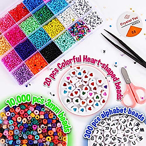 FUNZBO 10000pcs, 20 Colors 3mm Glass Seed Beads - Friendship Bracelet Kit, Beads for Bracelet Making Kit & Jewelry Making Kit, Gifts, Crafts for Teens, Kids, Girls, Boys