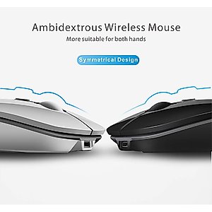 Uciefy Q5 Slim Rechargeable Wireless Mouse, 2.4G Portable Optical Silent Ultra Thin Wireless Computer Mouse with USB Receiver and Type C Adapter, Compatible with PC, Laptop, Desktop (Rose Gold)