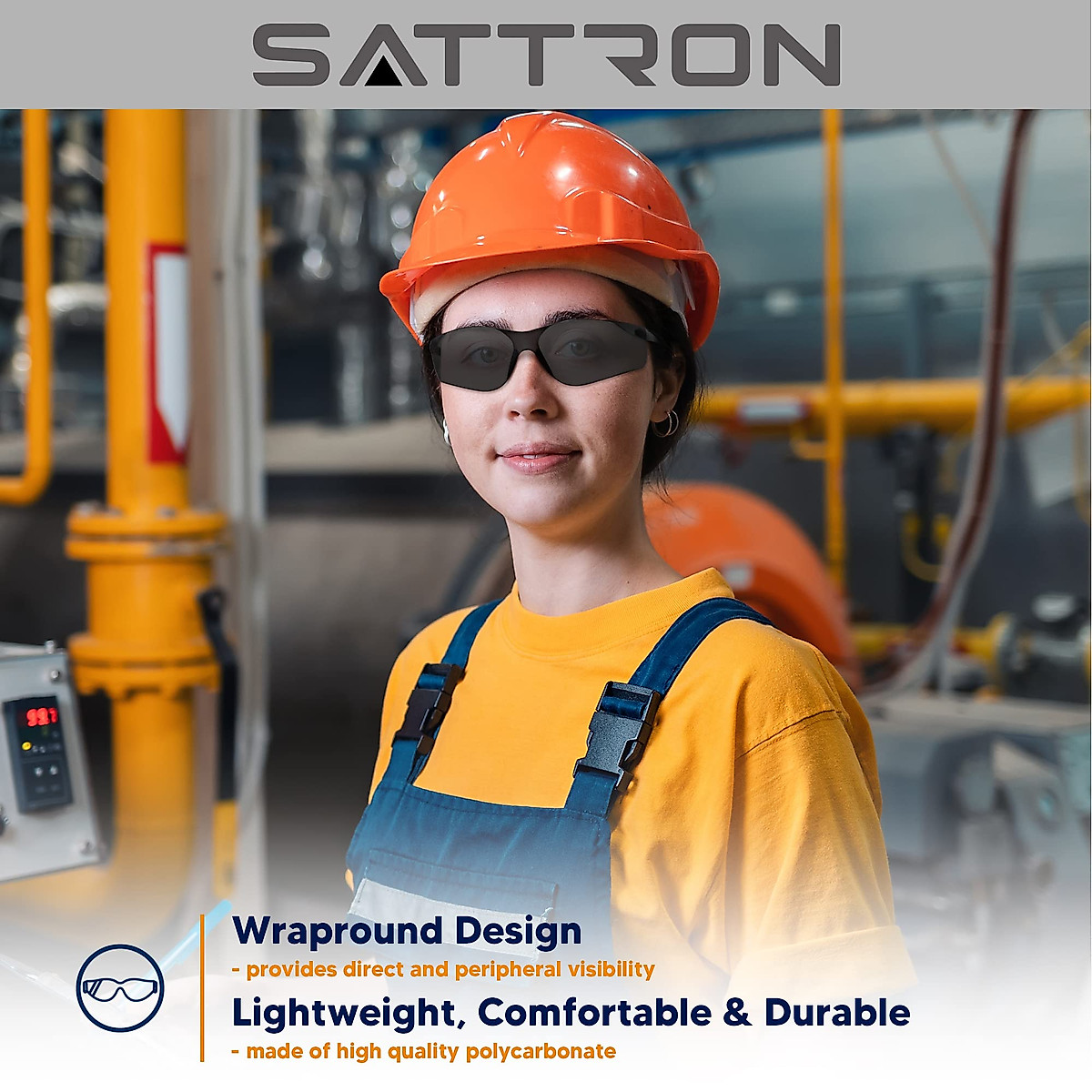 SATTRON Tinted Safety Glasses Bulk 24 Pack, UV Protective Safety Sunglasses for Men Women, ANSI Z87.1 Scratch & Impact Resistant Eye Protection, Ideal for Construction, Shooting, Lab