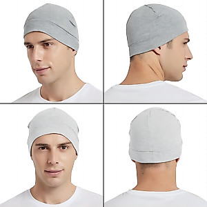 Headshion Cotton Skull Caps for Men Women,4-Pack Lightweight Beanie Sleep Hats Breathable Helmet Liner