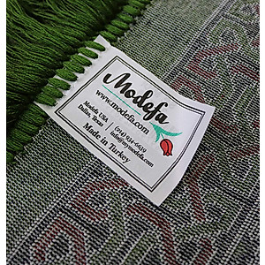Modefa Turkish Prayer Rug | Wide 8 Multi Person Velvet Namaz Sajadah Janamaz | Family Group Mosque Carpet (Green)