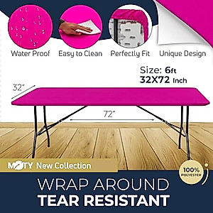 moty Folding Table Cover, Polyester Fitted Waterproof Outdoor Tablecloth Protector with Elastic for Rectangle Picnic Tables Washable for Patio Camping