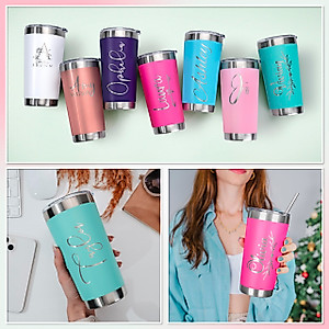 Personalized Tumbler with Engraved Name - 12 Designs, 20 Oz Coffee Tumbler with Slider Lid, Sky Blue, Double Wall Insulated - Custom Gifts for Women