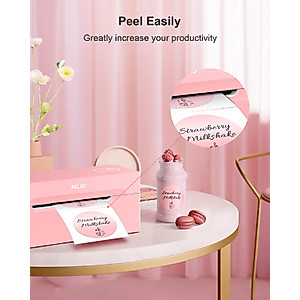 NELKO 2 Inch Pink Circle Thermal Stickers Labels, Self-Adhesive Round Thermal Stickers for Small Businesses, DIY Logo Design, Customized Thank You Stickers, QR Code 750 Labels/Roll