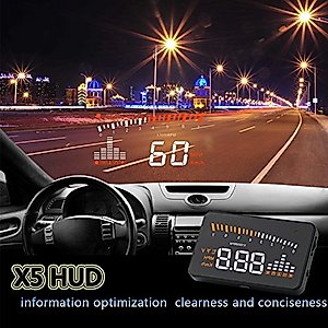 Car Head-Up Windshield Display, Head-Up Display, OBDII HUD Head Up Display Color LED Projector Speed Warning System for Car Trucks