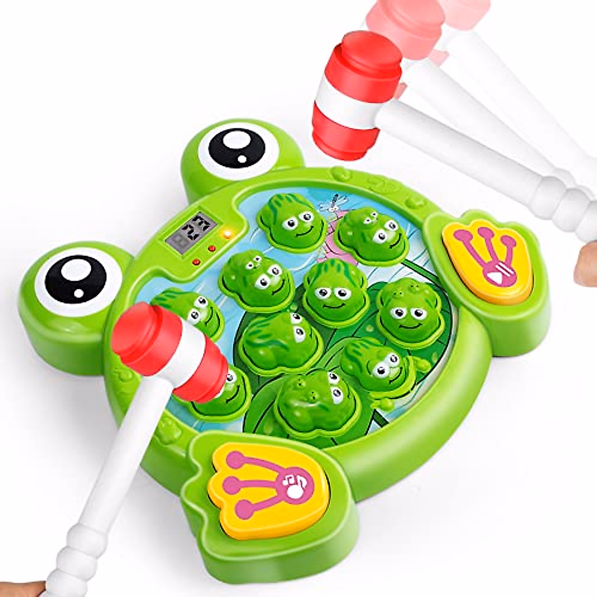 YEEBAY Interactive Whack A Frog Game, Learning, Active, Early Developmental Toy, Fun Gift for Age 3, 4, 5, 6, 7, 8 Years Old Kids, Boys, Girls,2 Hammers Included