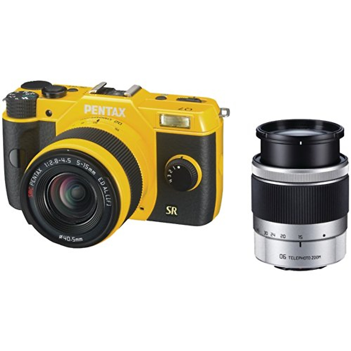 Pentax Q7 12.4MP Mirrorless Digital Camera with 02 Standard Zoom 5-15mm f2.8-4.5 and 06 Telephoto Zoom 15-45mm f2.8 Lenses (Yellow)