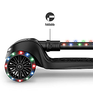 Jetson Scooters - Jupiter Mini 3 Wheel Kick Scooter (Black) - Collapsible Portable Kids Three Wheel Push Scooter - Lightweight Folding Design with High Visibility RGB Light Up LEDs on Stem and Wheels