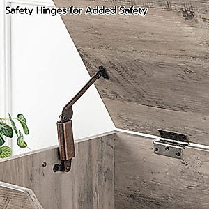 HOOBRO Storage Bench, 39.4” Retro Wooden Storage Chest with U-Shaped Cut-Out Pull, Safety Hinge, Supports 220 lb and Easy Assembly for Toy Box Organizer (Greige) BG771CW01