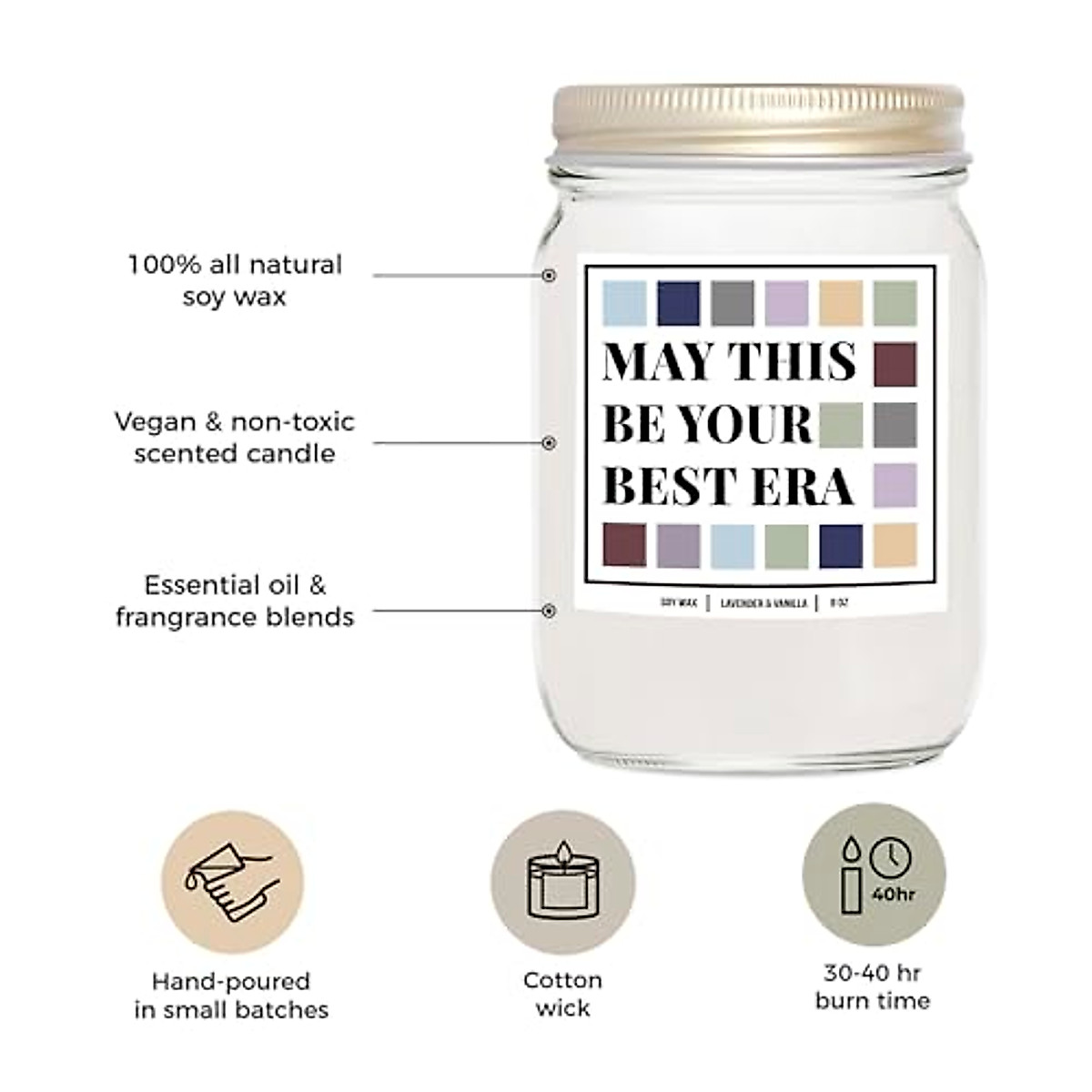 YouNique Designs Birthday Candle 8oz - Womens Birthday Gifts Unique, Best Friend Birthday Gifts for Women Friendship, Sister Birthday Gifts, Birthday Gifts for Teen Girls (Lavender & Vanilla)