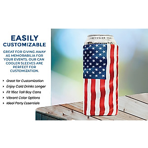 QualityPerfection Can Cooler Sleeves, 16 oz Neoprene Blank Beer Coolers (Pack of 6) Thick Fabric Tall Beer Collapsible Drink Coolies, Thermocoolers 16 ounce Tall Boy (Flag on the wind)