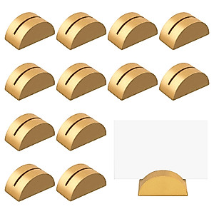 PEUTIER 12pcs Table Number Stands, Golden Table Name Holder Semicircular Design Modern Place Card Holders Photo Table Card Clips for Wedding Banquet Reception Anniversary Birthday Party