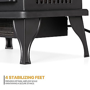 mollie 21-Inch Electric Fireplace Stove 1500W Portable Indoor Freestanding Fireplace Heater with Flame Effect and Adjustable Temperature, Overheating Protection (Black)