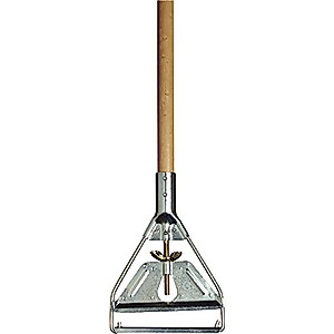 Carlisle FoodService Products 4034000 Wood Mop Handle with Metal Head, 1.13" Handle Diameter, 63" Length