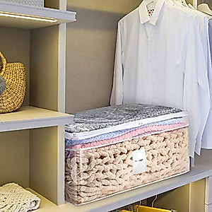 9 Pcs 80L Clear Storage Bags Clothing Storage Cubes Organizer Blanket Storage Bags with Zipper and Handles Large Waterproof for Comforters, Blankets, Bedding, 26 x 16 x 12 Inch