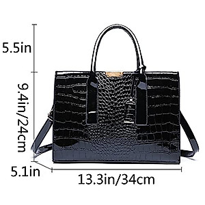 GJGJTER Top-handle Handbags Purse Women Crocodile Pattern Satchel Pu Leather Shoulder Bag Tote-Black
