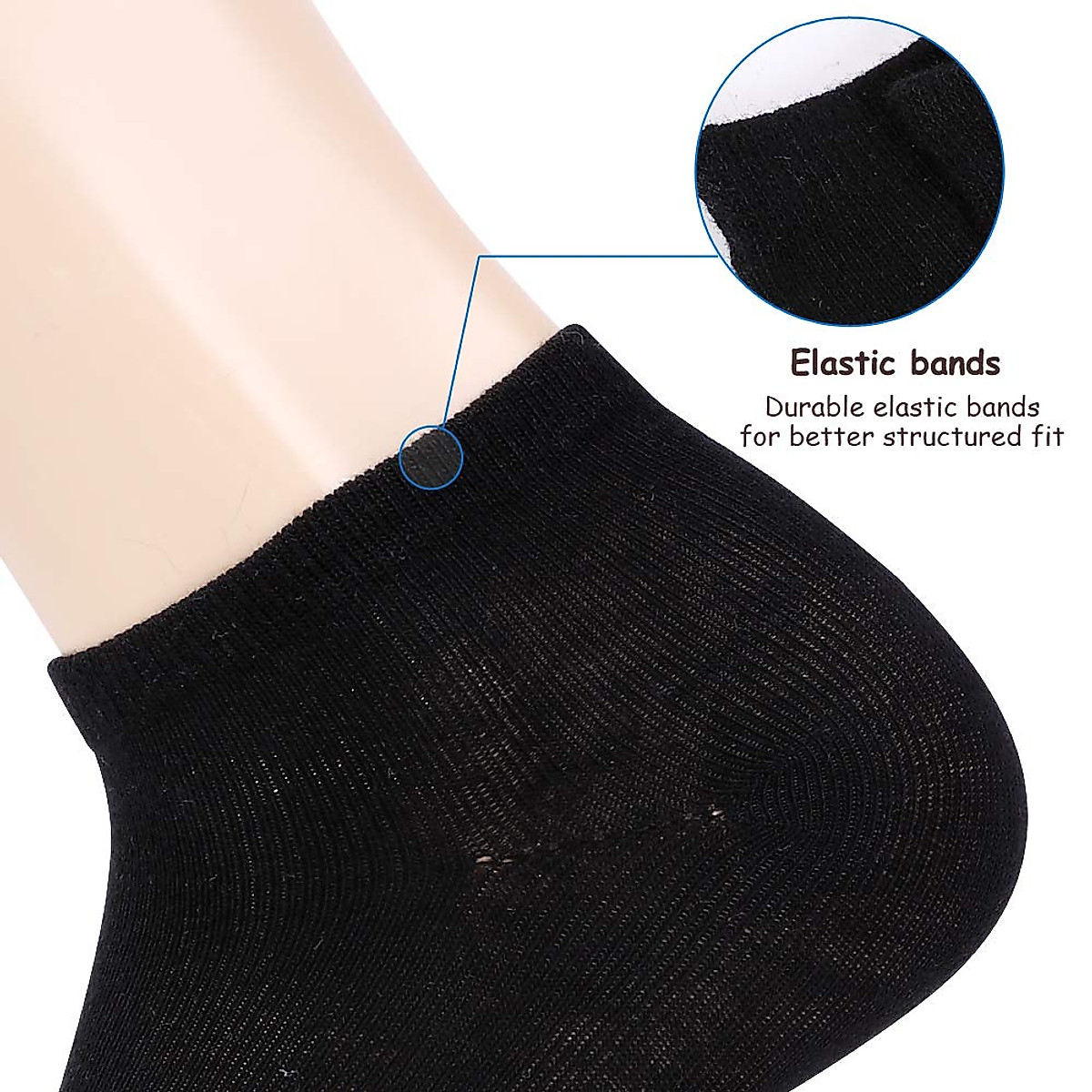 EnerWear-Coolmax 24 Pack Men's Cotton Low Cut Ankle Socks (10-13/24Pair, Black)