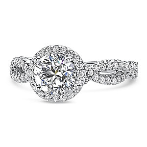 Engagement Ring 1.5 CT Twist Halo Moissanite Engagement Rings for Women 10k Size 4