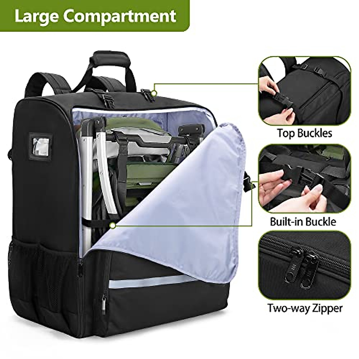 HODRANT Large Stroller Carry Bag Compatible with UPPAbaby MINU V2 and MINU, Stroller Travel Backpack for Stroller Accessories Storage, Stroller Gate Check Bag for Airplane Travel Essentials, Bag Only