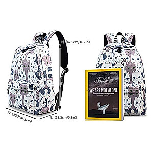 YANAIER Stylish Backpack for Teens School Backpack Bookbags College Laptop Satchel Travel Daypack Cat-1