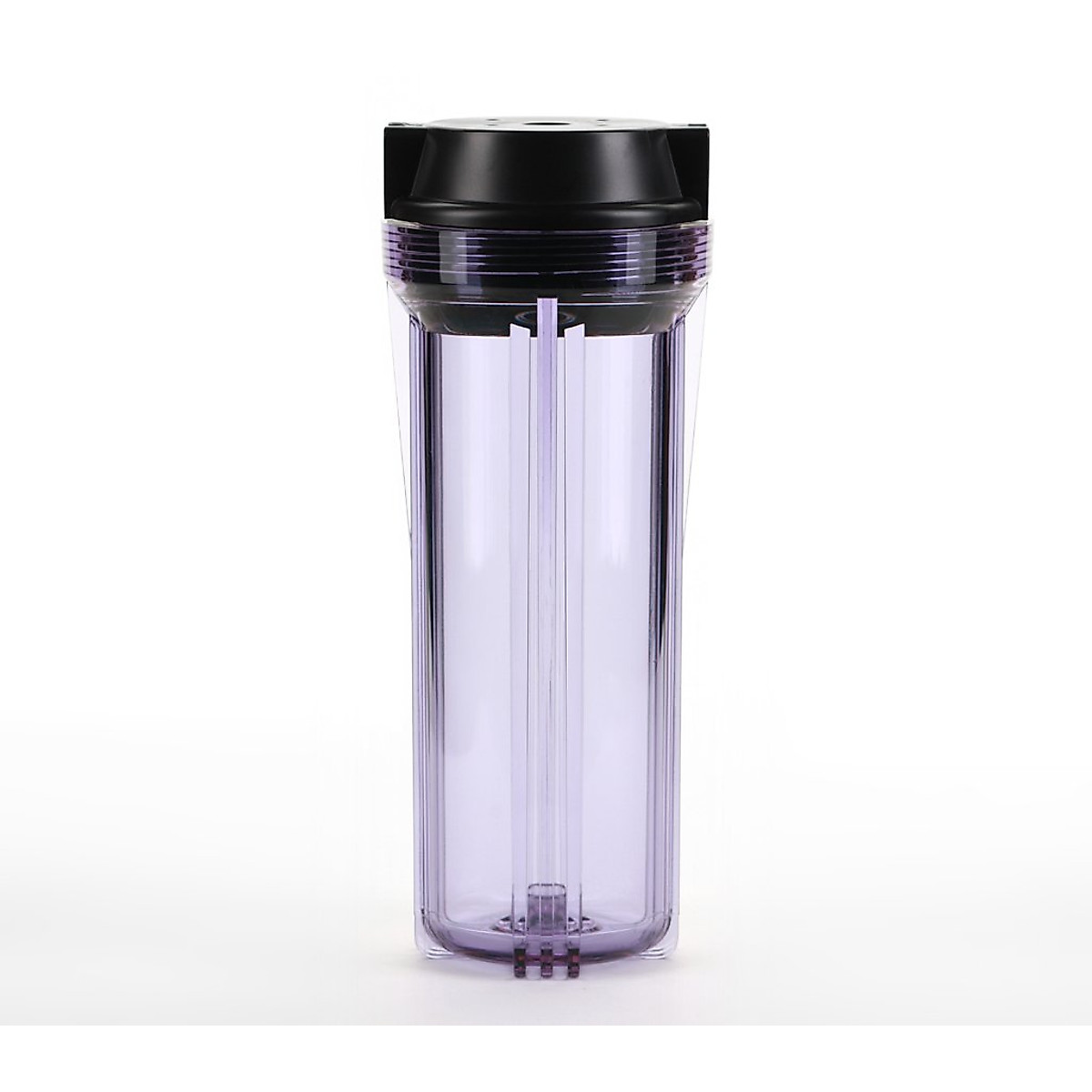 Hydronix HF2-10CLBK12, 10" Clear Housing with Black Flat Cap For RO & Filtration Systems, 1/2" Ports